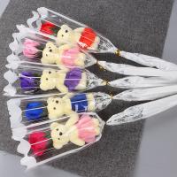 China Single Bear Rose Flower Soap Flower Creative Christmas/Mother's Day Promotion Teddy Bear Soap Bouquet Flowers for sale