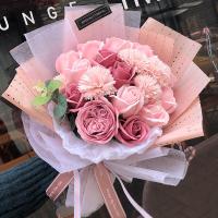 China Beautiful Practical Gift Recyclable Wedding Bouquet Flower Home Decoration Artificial Soap Rose Bouquet Gift Valentin Day for sale