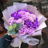 China Beautiful Practical Gift Recyclable Wedding Bouquet Flower Home Decoration Artificial Soap Rose Bouquet Gift Valentin Day for sale