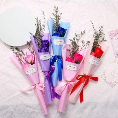 China Wholesale Mother's Day Flower Gift Birthdays Valentine's Day Artificial Scented Soap Rose Flower Bouquets for sale