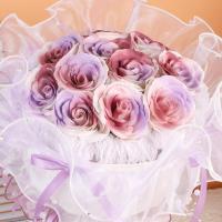 China Modern Handmade Luxury Scented Preserved Plastic Rose Bouquet 25*25*28cm Gift Ornament for Mother's Day Valentine Gifts for sale
