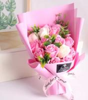 China Mother's Day Gift Artificial Rose Soap Flower Bouquet Valentines Day Gifts for Women for sale