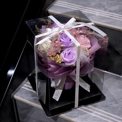 China Modern Handmade Soap Rose Bouquet Square Gift Box  Eco Reusable Multi-Holiday Handcrafted Festival Gift for sale