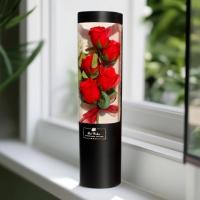 China Modern Handmade Waterproof Soap Rose Bouquet Transparent Cylinder Gift Box Custom Size Floral Gift for Multi-Holiday Wholesale for sale