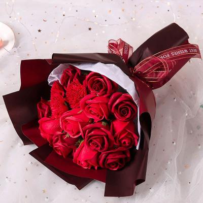 China Chinese Manufacturers Directly Sell Artificial Soap Flowers Rose Flower Carnation Bouquet for Valentine's Day Gift for sale