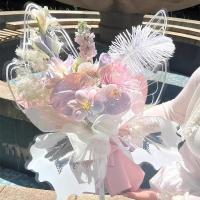 China Handmade Butterfly Wing Eternal Rose Soap Flower Bouquet Natural Texture Antibacterial Preserved Roses Holiday Gift Bouquet for sale