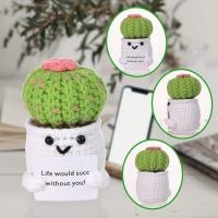 China Positive Cactus Crochet Super Soft Plush Encourage Potato Card Plant Pot Funny Life Crochet Doll Stress Relief Gift Decoration for sale