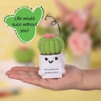 China Positive Cactus Crochet Super Soft Plush Encourage Potato Card Plant Pot Funny Life Crochet Doll Stress Relief Gift Decoration for sale