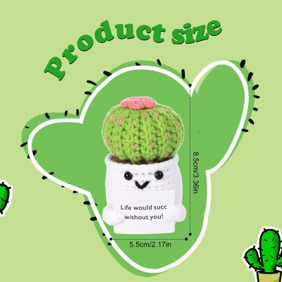 China Positive Cactus Crochet Super Soft Plush Encourage Potato Card Plant Pot Funny Life Crochet Doll Stress Relief Gift Decoration for sale
