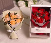 China Valentine's Day Gifts Soap Flower Bouquet Birthday Friends Gift Rose Flowers with Box 17cm for sale