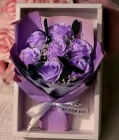 China Valentine's Day Gifts Soap Flower Bouquet Birthday Friends Gift Rose Flowers with Box 17cm for sale