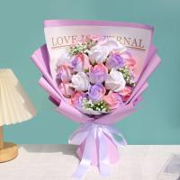 China Eighteen Realistic Ice-Blue Rose Soap Flower Bouquet Modern Premium Finish Perfect Valentine's Day Gift for Wife Romantic for sale