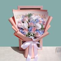China Eighteen Realistic Ice-Blue Rose Soap Flower Bouquet Modern Premium Finish Perfect Valentine's Day Gift for Wife Romantic for sale