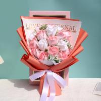 China Eighteen Realistic Ice-Blue Rose Soap Flower Bouquet Modern Premium Finish Perfect Valentine's Day Gift for Wife Romantic for sale