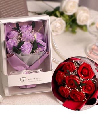 China Soap Flower Valentine's Day Teacher's Day Gift Rose Small Bouquet Finished to Send Girlfriend Birthday Creative Gifts with Box for sale
