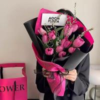 China Elegant Preserved Style Mixed Rose & Tulip Soap Flower Bouquet 17×17×25cm Hand-tied Floral Gift for Birthday Mother's Day Party Presents for sale