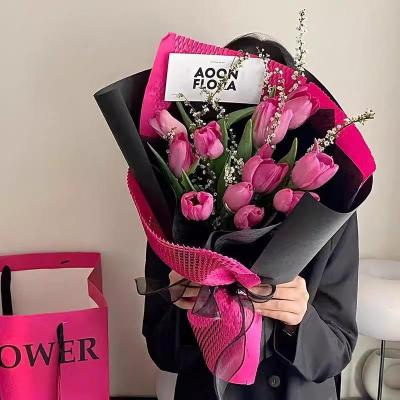 China Elegant Preserved Style Mixed Rose & Tulip Soap Flower Bouquet 17×17×25cm Hand-tied Floral Gift for Birthday Mother's Day Party Presents for sale