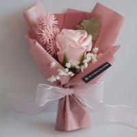 China Event Gifts Rose Carnation Flower Bouquets Mini Soap Flower Bouquet With Gift Bag for sale
