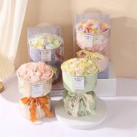 China Handmade Mother's Day Rose Soap Flower Bouquet Multi-color Round Paper Box with PVC Case 17*20cm Customizable Logo Festival Floral Gift for sale