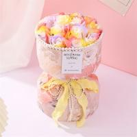 China Handmade Mother's Day Rose Soap Flower Bouquet Multi-color Round Paper Box with PVC Case 17*20cm Customizable Logo Festival Floral Gift for sale