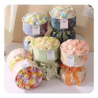 China Handmade Mother's Day Rose Soap Flower Bouquet Multi-color Round Paper Box with PVC Case 17*20cm Customizable Logo Festival Floral Gift for sale