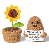 China Hand Crochet Positive Energy Potato Stuffed Food Plush Toy Wholesale Supply Cute Personalized Crochet Fries Amigurumi Dolls for sale
