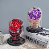 China Valentine Mother's Day Rose Soap Flower Gift in Glass Dome 32*17cm Evermore Handcrafted Art Decor Present for sale