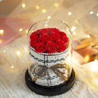 China Valentine Mother's Day Rose Soap Flower Gift in Glass Dome 32*17cm Evermore Handcrafted Art Decor Present for sale