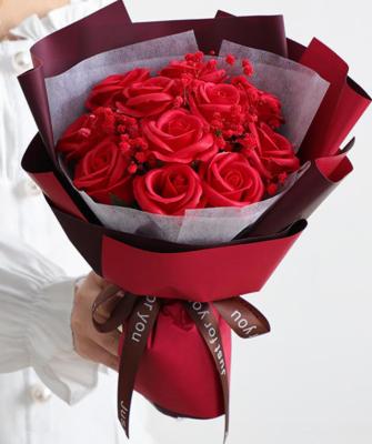China Hot Selling Creative Carnation Rose Soap Flower Bouquet for Valentine's Day Birthday Gift Mothers Day Gift Eternal Flower for sale