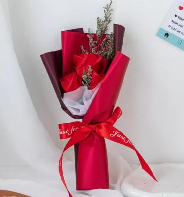 China Wedding Valentine's Day Soap Flower Gift Birthday Gift Multi-rose Flower Natural Edible Dried Flower Bouquet for sale