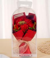 China Soap Rose Flower Bouquet Mothers Day Gift With Handbag Gift Box for sale