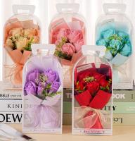 China Soap Rose Flower Bouquet Mothers Day Gift With Handbag Gift Box for sale