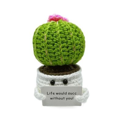 China Cross-border Handmade Polyester Crocheted Dolls Finished Woven Sunflower Ornaments Knitted Cactus-shaped Plant Style Potato Toys for sale