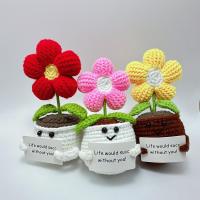 China Cross-border Handmade Polyester Crocheted Dolls Finished Woven Sunflower Ornaments Knitted Cactus-shaped Plant Style Potato Toys for sale