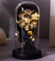 China Soap Flowers Glass Cover LED Valentine's Day Gift Romantic Artificial Soap Rose Bouquet Mother's Day Gift for sale