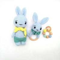 China 100% Handmade Crochet Bunny Toy Amigurumi Dolls Crochet Animals Plush Stuffed Bunny Baby Teething Toy for sale