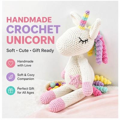 China Organic Crochet Items Hot Selling Soft Big Toys Handmade Ce Certification Amigurumi Stuffed Plush Unicorn Doll for Babies for sale