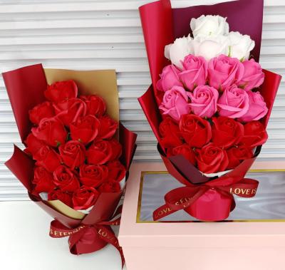 China Rose Soap Flower Bouquet Gift Box with Message Card Mother's Day Women Valentine's Day Wedding Anniversary for sale