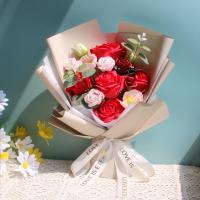 China Hot Sale Medium Size Handmade Rose Soap Flower Bouquet Finished Gift Bouquet For Valentine Birthday Teacher's Day Qixi Festival Present for sale