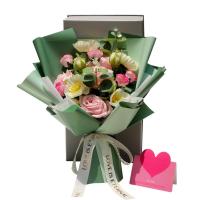 China Hot Sale Medium Size Handmade Rose Soap Flower Bouquet Finished Gift Bouquet For Valentine Birthday Teacher's Day Qixi Festival Present for sale