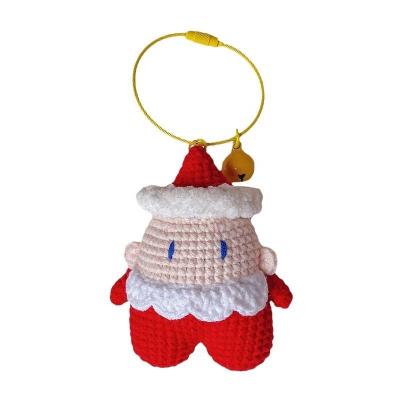 China New Christmas Knitted Dolls Handmade Wool Knitted Mini Stuffed Santa Claus Keychains Ornaments Custom Crochet Doll Crochet Toys for sale