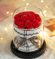 China Valentines Mother's Day Soap Flower Roses Gifts Present Galaxy Artificial Flowers Gift Soap Flower Bouquet in Glass Globe for sale