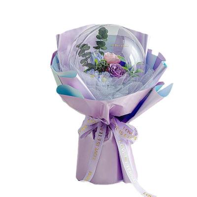 China Preserved Artificial Rose Soap Flower Bobo Ball Bouquet Custom Color Gift Bouquet For Birthday Valentine Mother's Day Party Decoration for sale