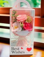 China Luxury Red/Pink/Purple Artificial Soap Flower Bouquet Clear Gift Box Long-Lasting Romantic Valentine's Day Gift for Her for sale