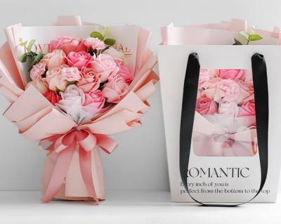 China Artificial Flower Gift With Rose Fragrance Handmade Forever Soap Rose Bouquet Colorful Glitter Rose Soap Bouquet Gift for sale