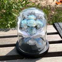 China Glass Dome Preserved Soap Flower Bouquet With Light Custom Color Indoor Decor Romantic Gift For Valentine Birthday Holiday Party Ornament for sale