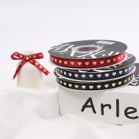 China 10mmX45Yards Gift Wrap Heart Pattern Satin Ribbon Roll Grosgrain Ribbon for sale