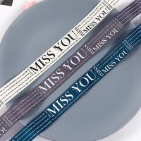 China 25mmx50y Cake Packing Satin Ribbon Printed Miss You Gift Wrap Ribbon for sale