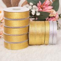China Metallic Gift Packing Ribbon Polyester Glitter 6mm Double Sided Ribbon For Gift packing for sale
