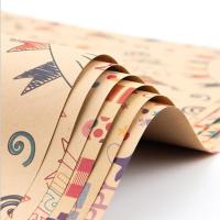 China Brown 80gsm Kraft Gift Wrap Paper Roll Sheets 50X70cm Happy Birthday Pattern for sale